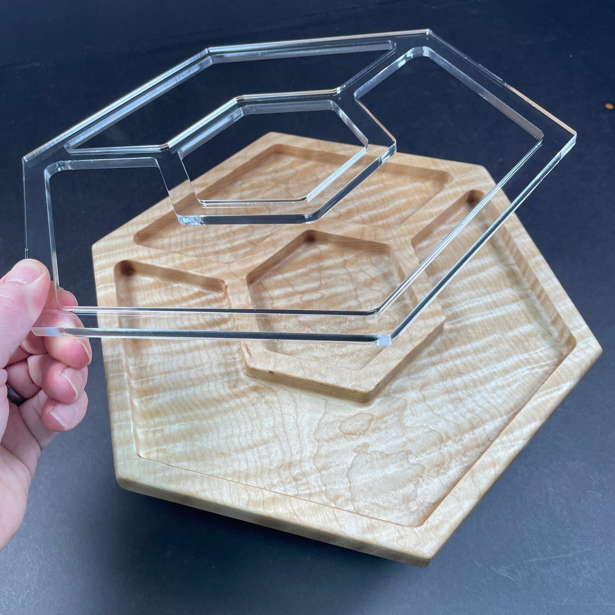 Hexagon Centre Pocket Tray Template | Clear Acrylic Woodworking Router ...